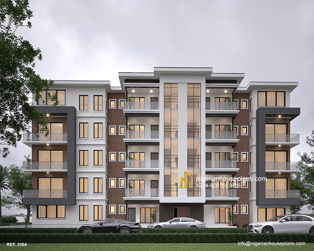 2 and 3 bedroom block of flats (Ref.3104) - NIGERIAN HOUSE PLANS